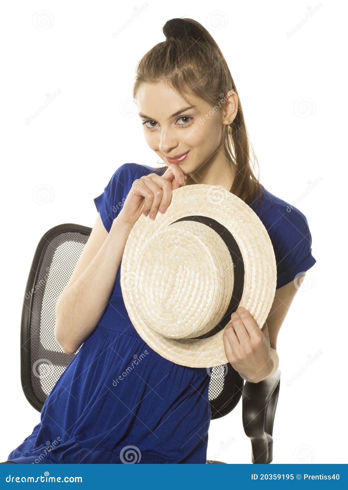 Girl with straw bonnet stock image. Image of hand, white - 20359195
