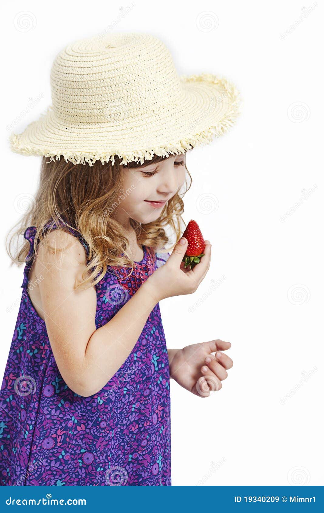Girl with strawberry stock image. Image of dessert, isolated - 19340209