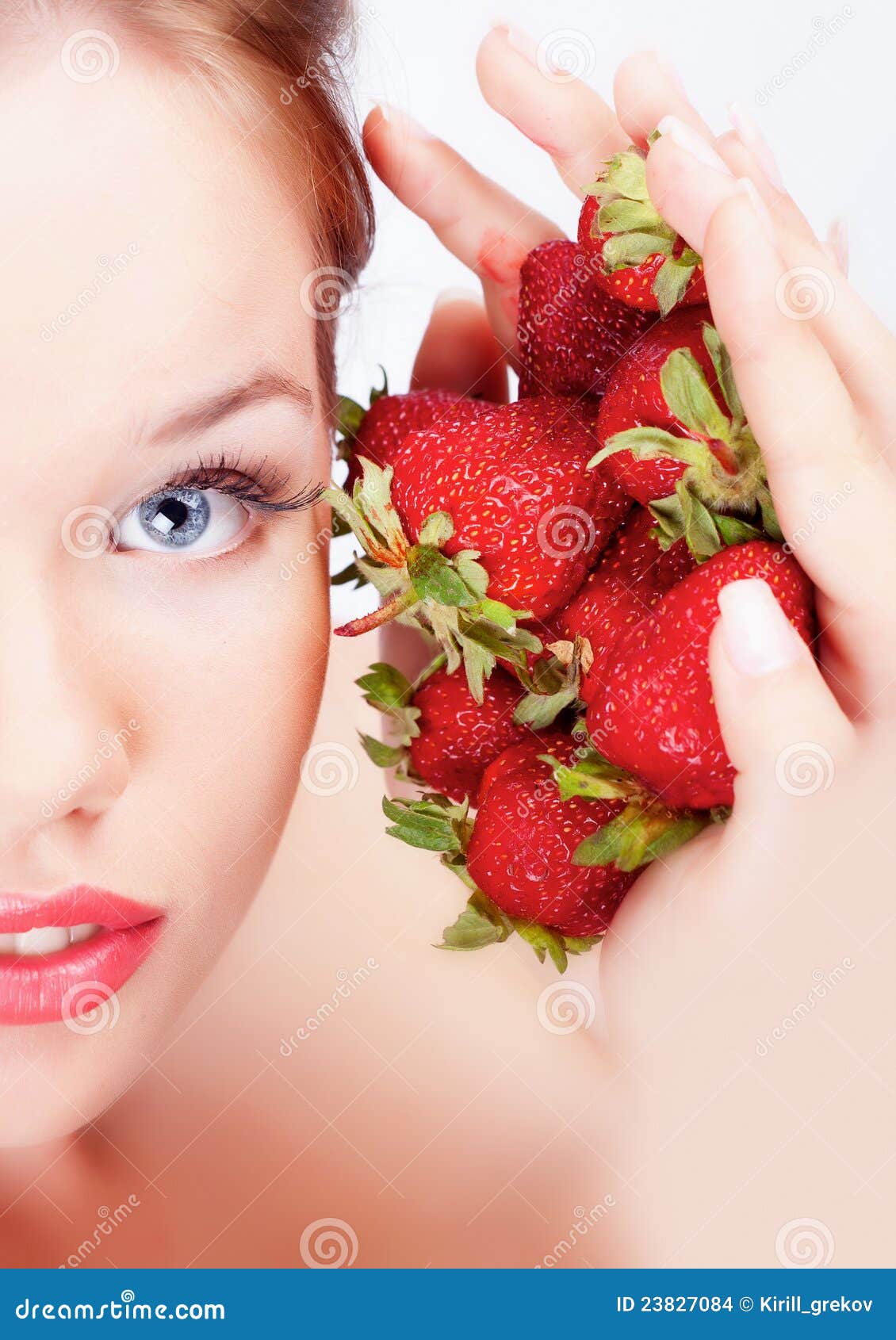 Girl with strawberry stock photo. Image of adult, girl - 23827084