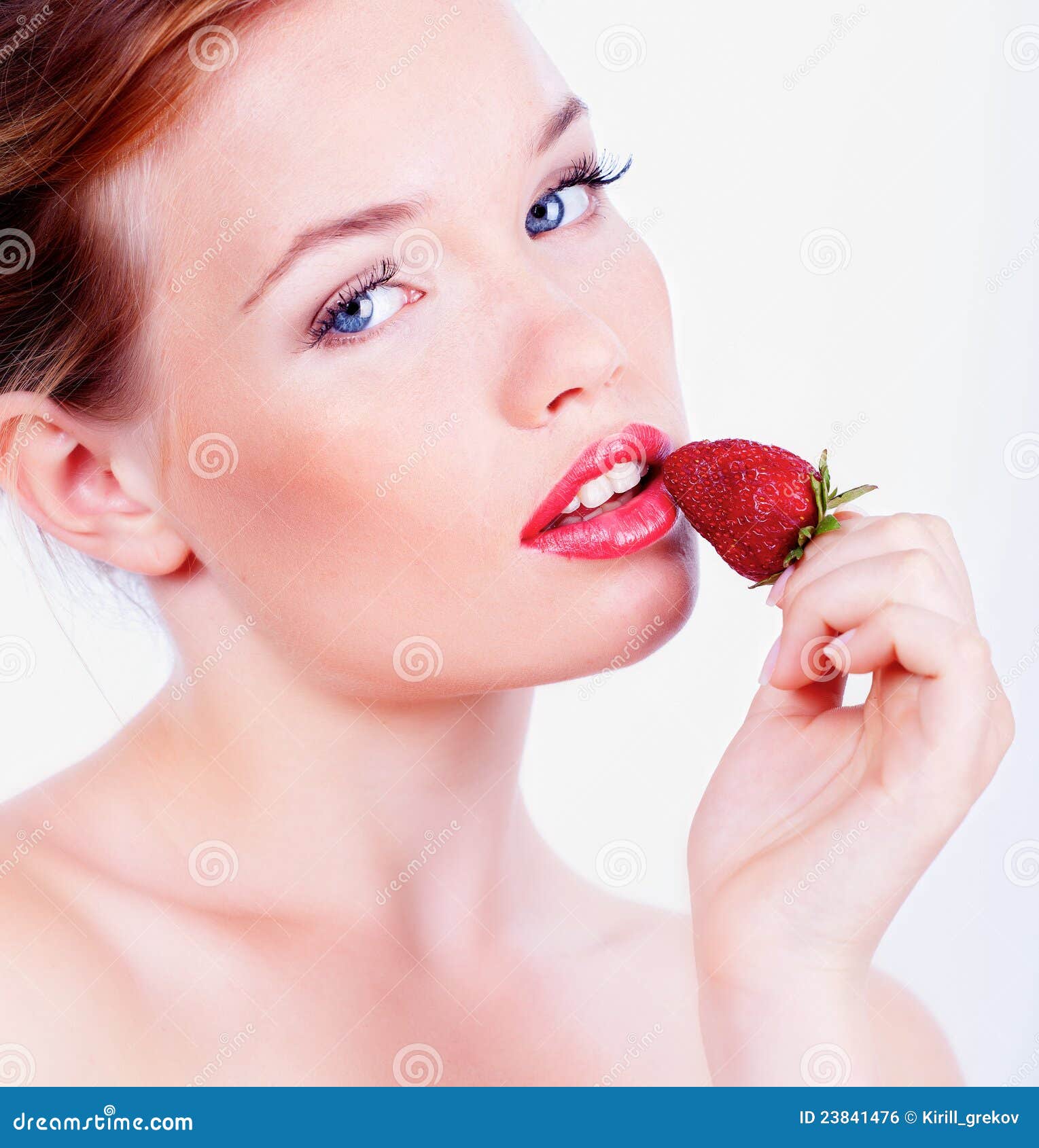 Girl with strawberry stock photo. Image of attractive - 23841476