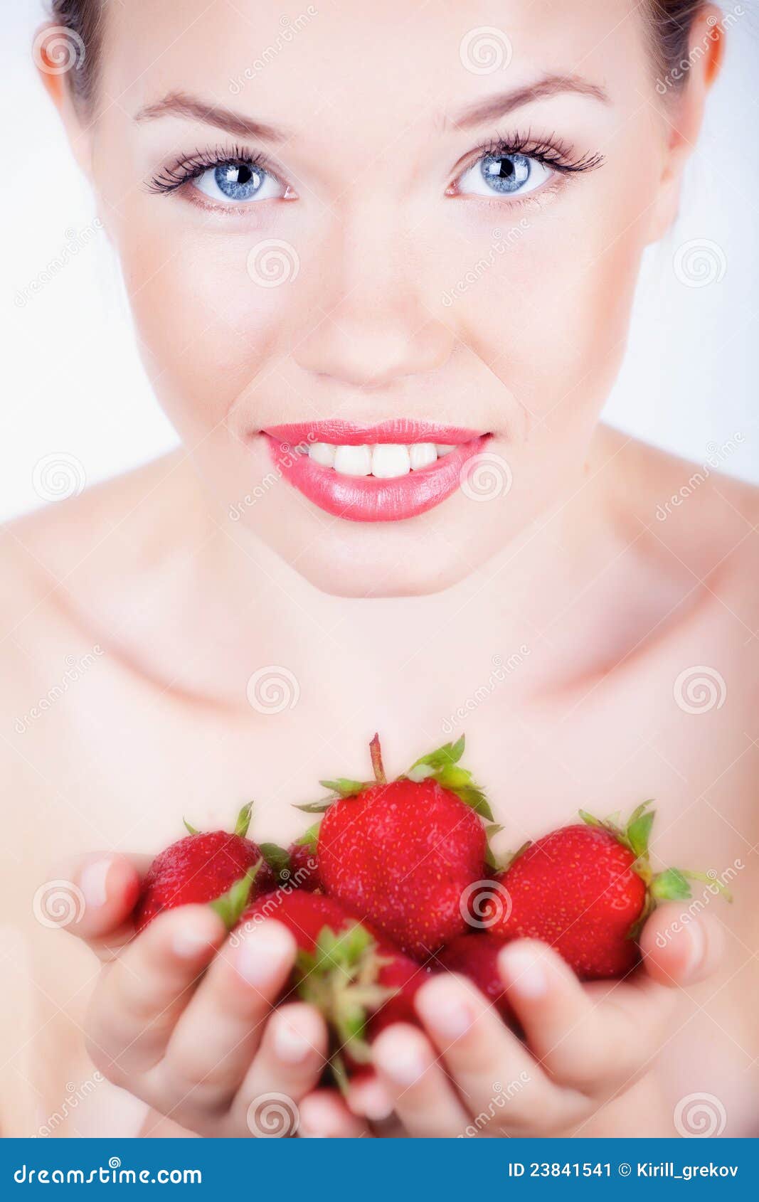 Girl with strawberry stock image. Image of health, female - 23841541