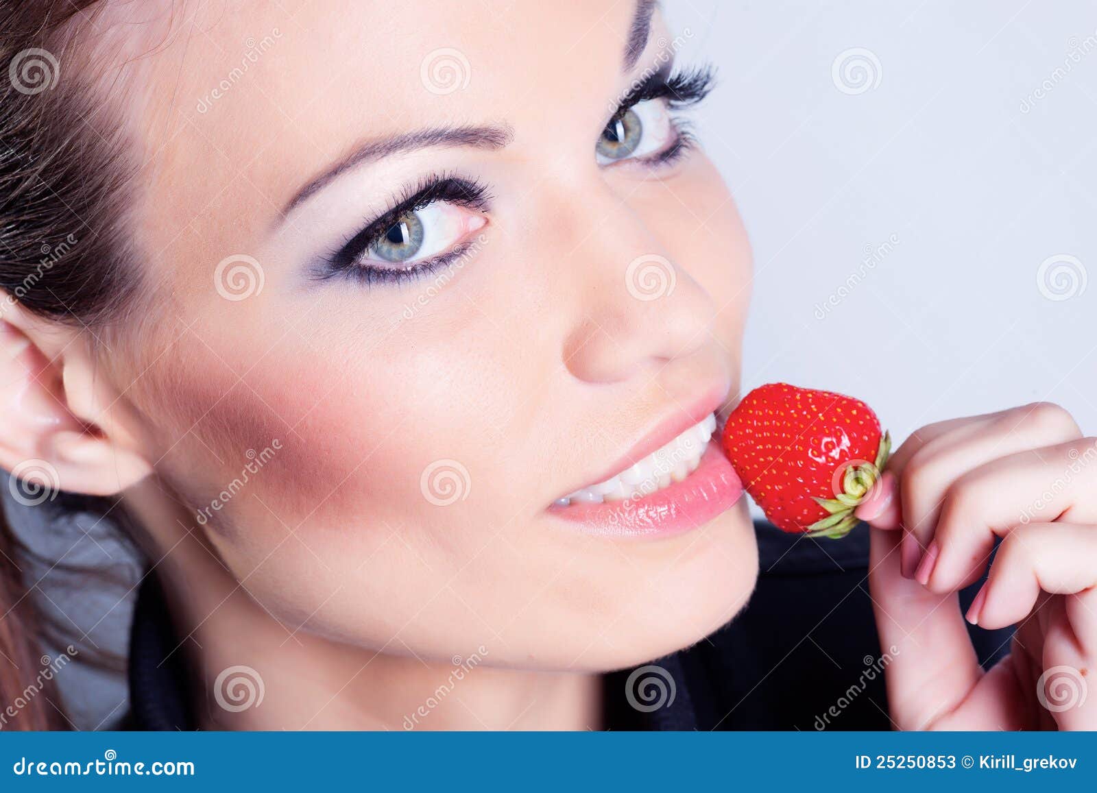 Girl with strawberry stock image. Image of luxury, isolated - 25250853