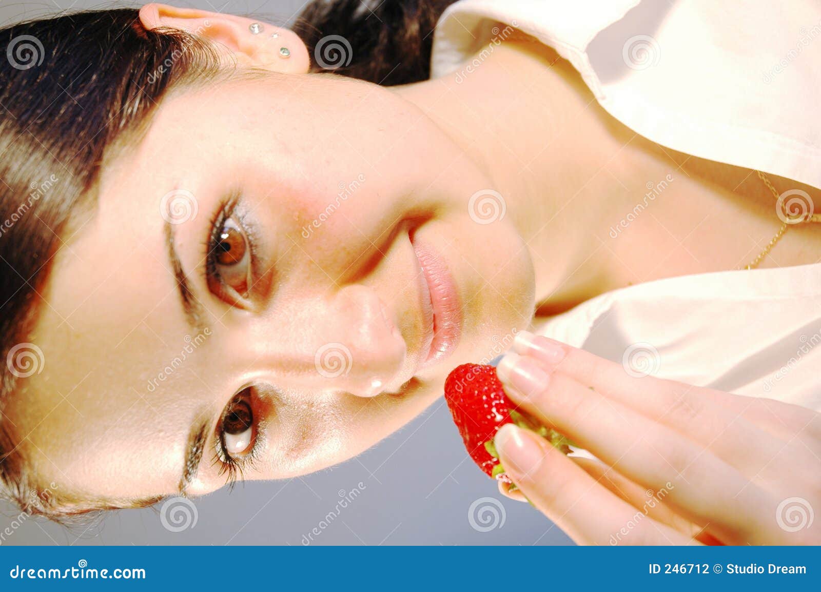 Girl with strawberry 3 stock photo. Image of bright, woman - 246712