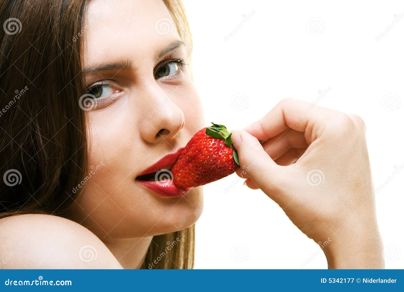 Girl with strawberry stock image. Image of fruit, organic - 5342177