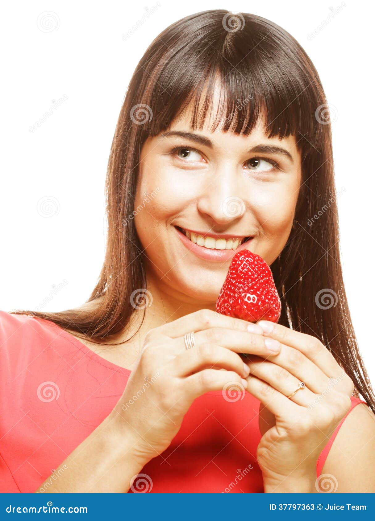 Girl with strawberry stock image. Image of berry, closeup - 37797363