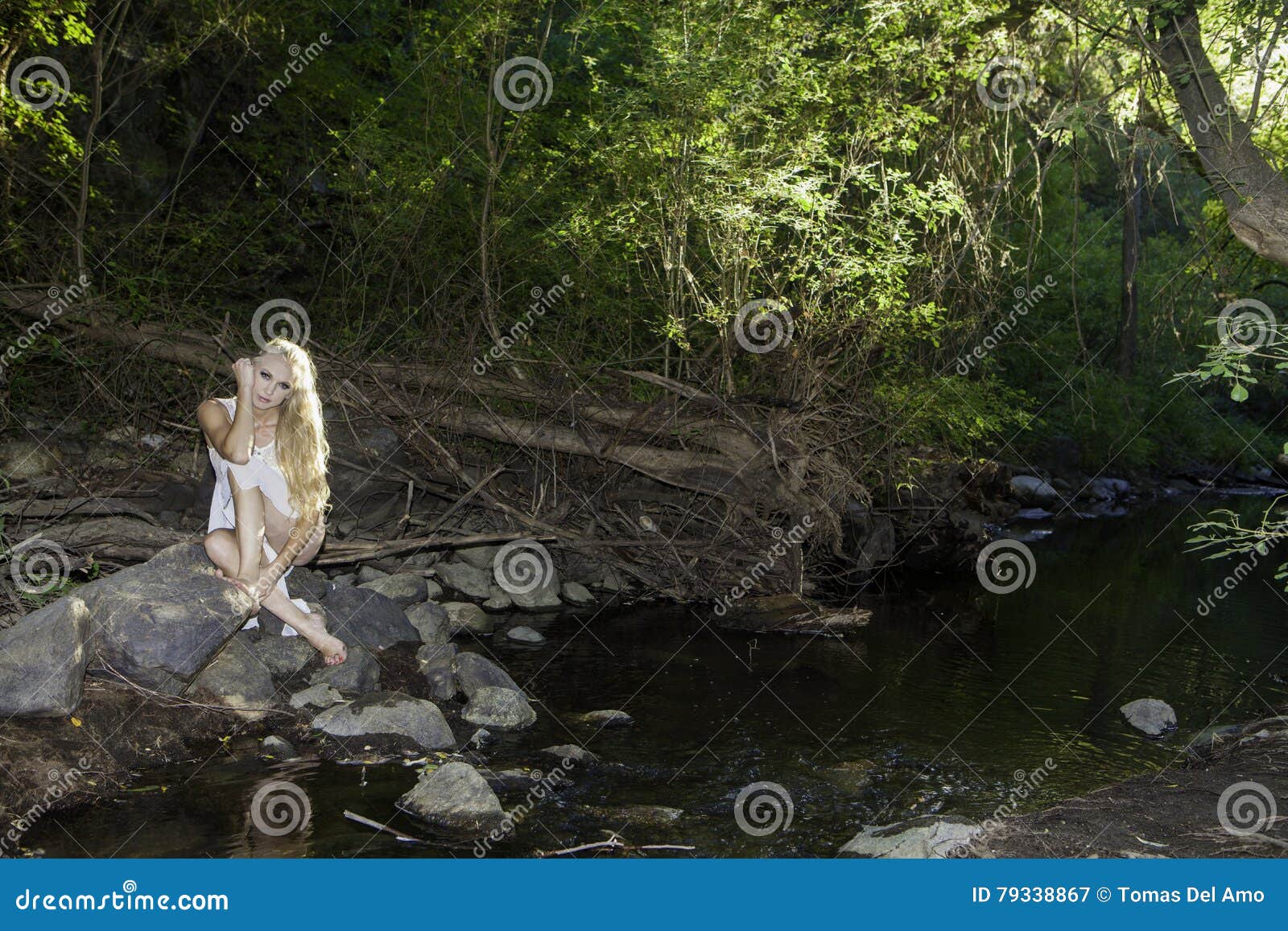 Girl by stream stock image. Image of solo, alone, country - 79338867