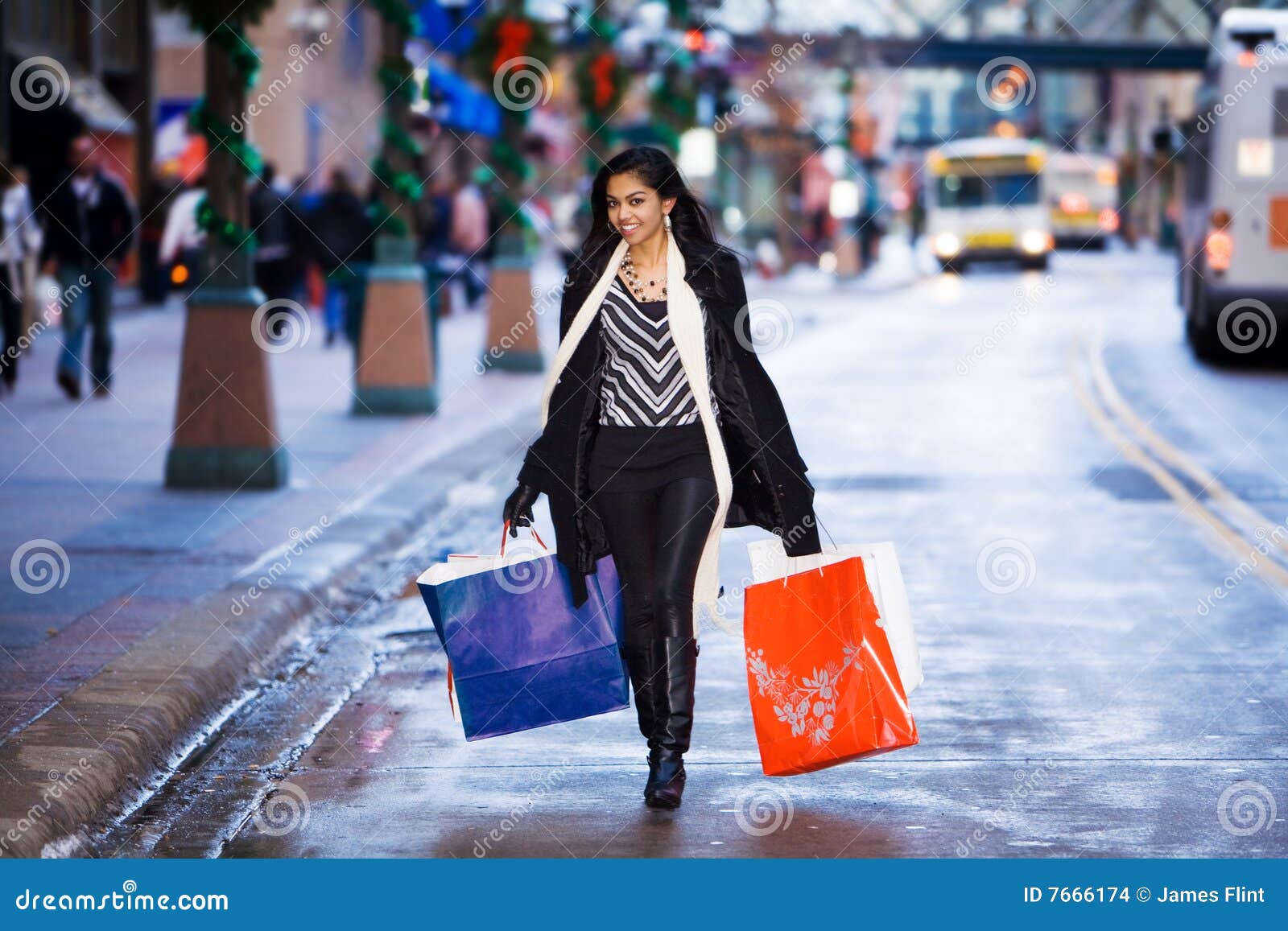 Girl in street with bags stock photo. Image of lifestyle - 7666174