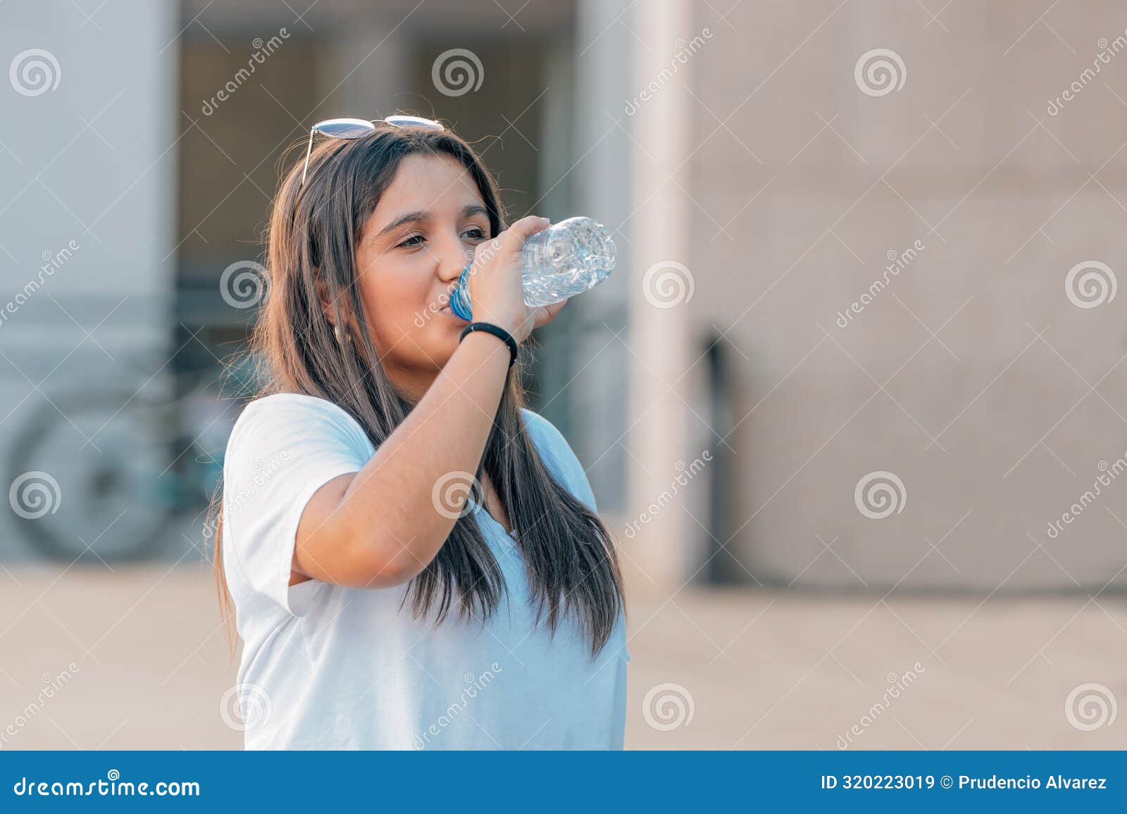 Girl on the Street Drinking Stock Image - Image of thirst, bottle ...
