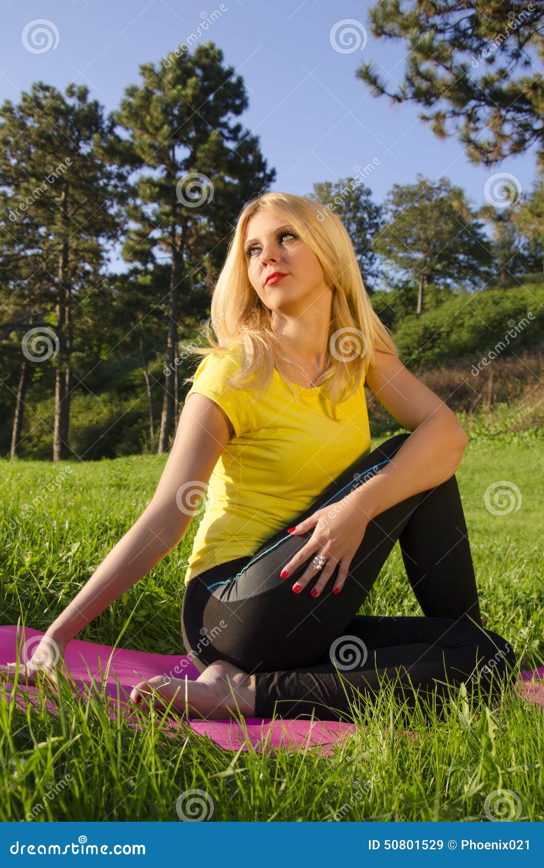 Girl Stretching and Preparing for Yoga Stock Image - Image of pose ...