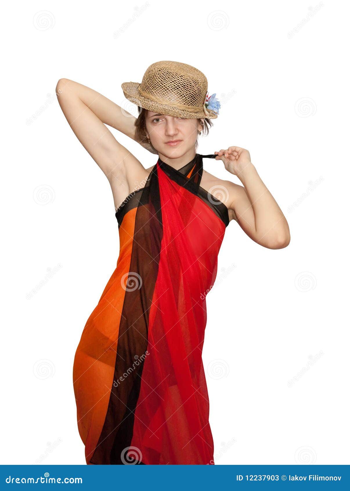 Girl strings a pareo stock image. Image of pareo, babushka - 12237903