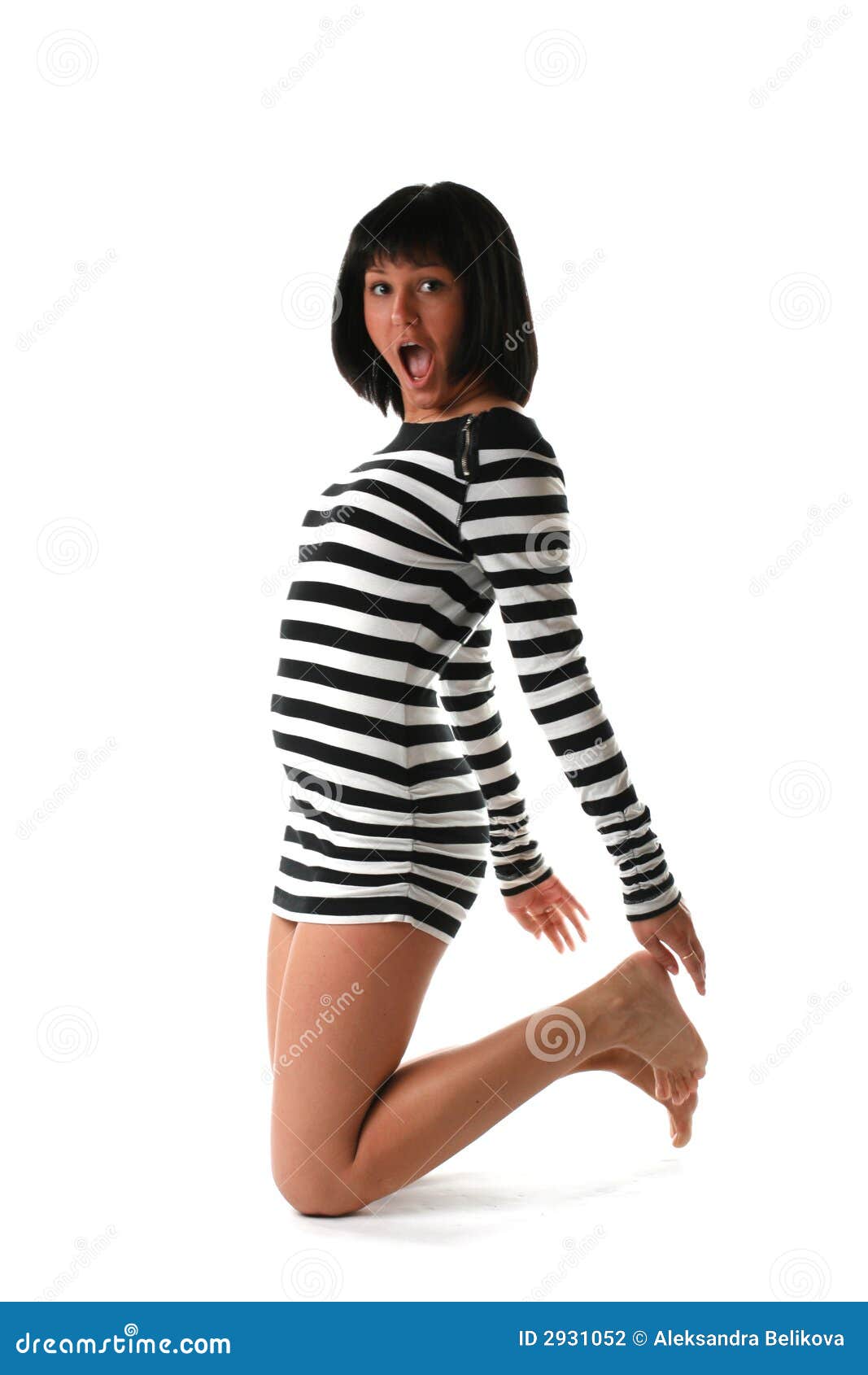 Girl in a striped dress stock photo. Image of energetic - 2931052