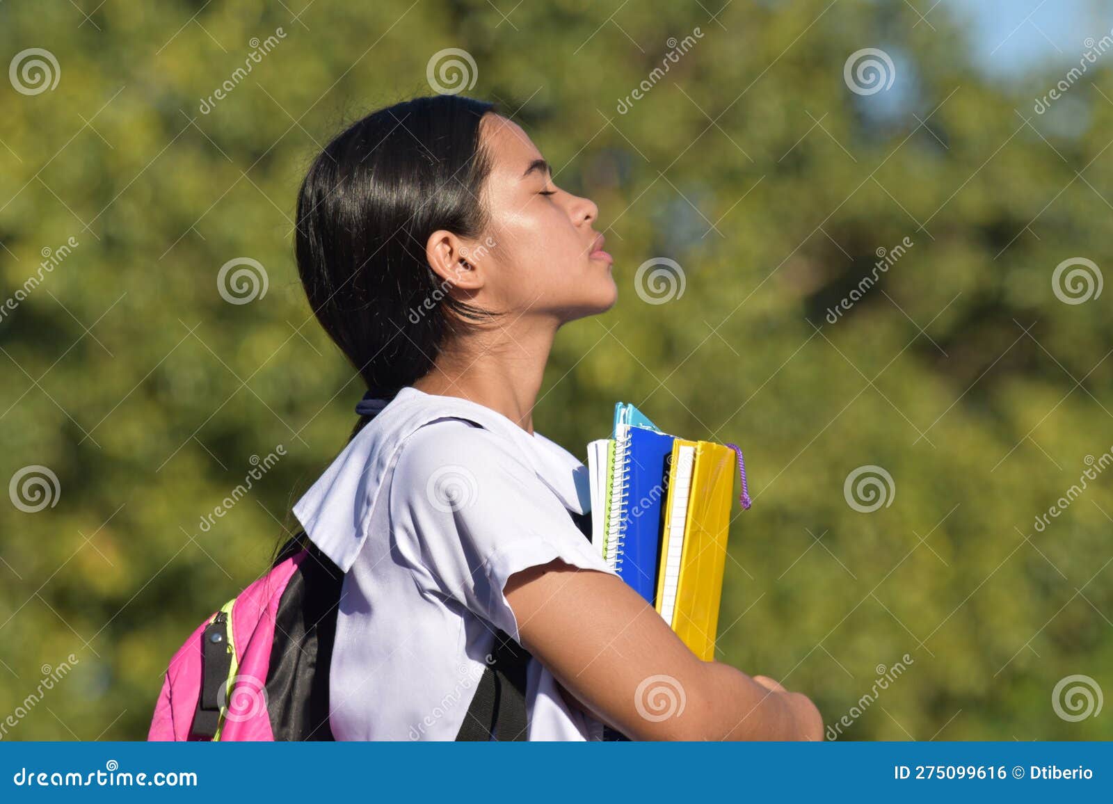 Girl Student and Bliss Wearing School Uniform Stock Photo - Image of ...