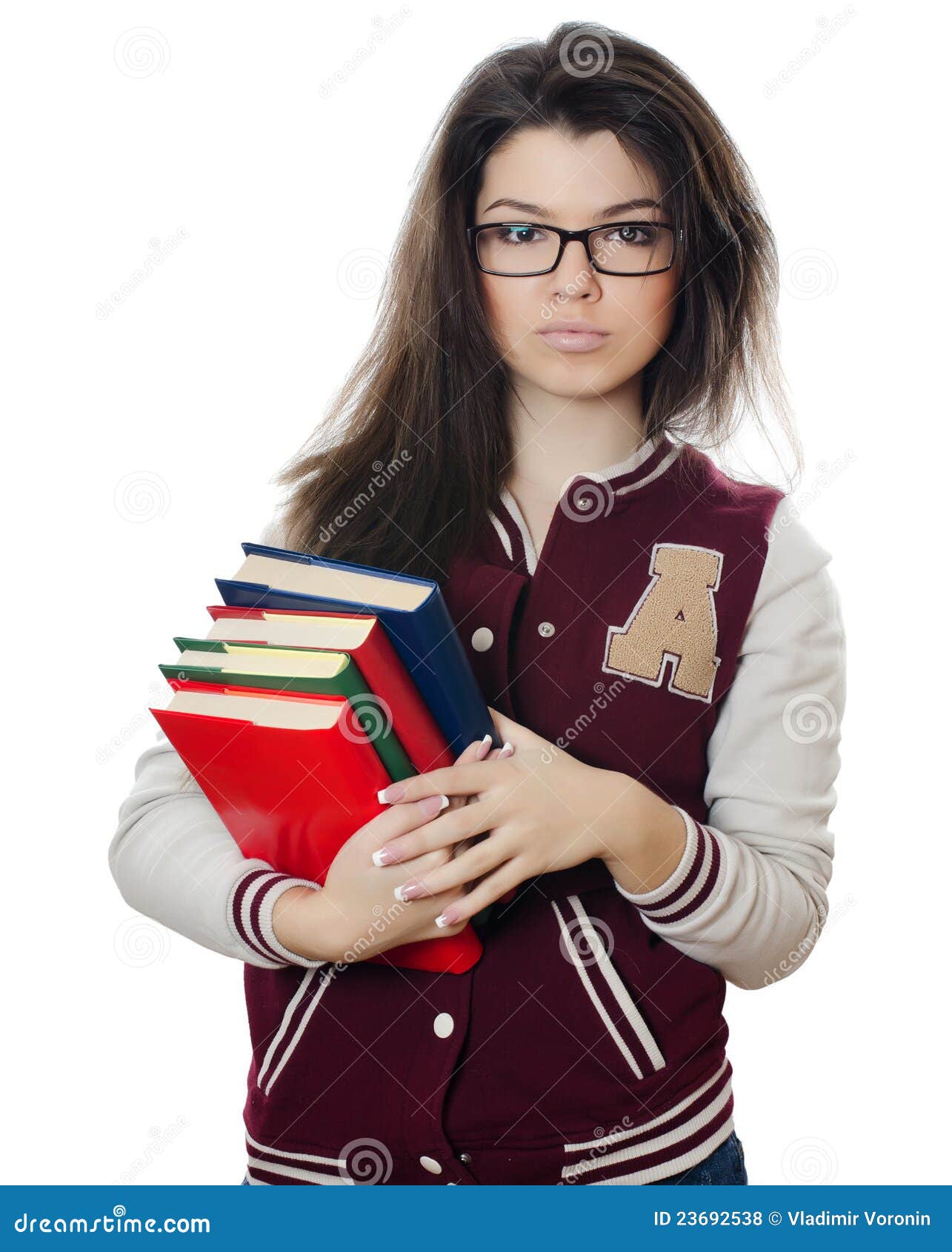 The Girl the Student with Books in Hands Stock Photo - Image of high ...