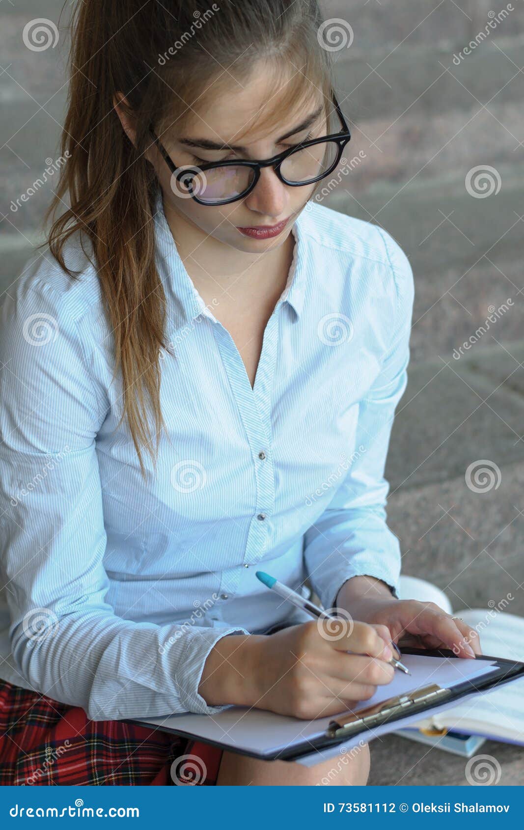 Girl Student with Books in Her Hand Stock Photo - Image of book, nature ...