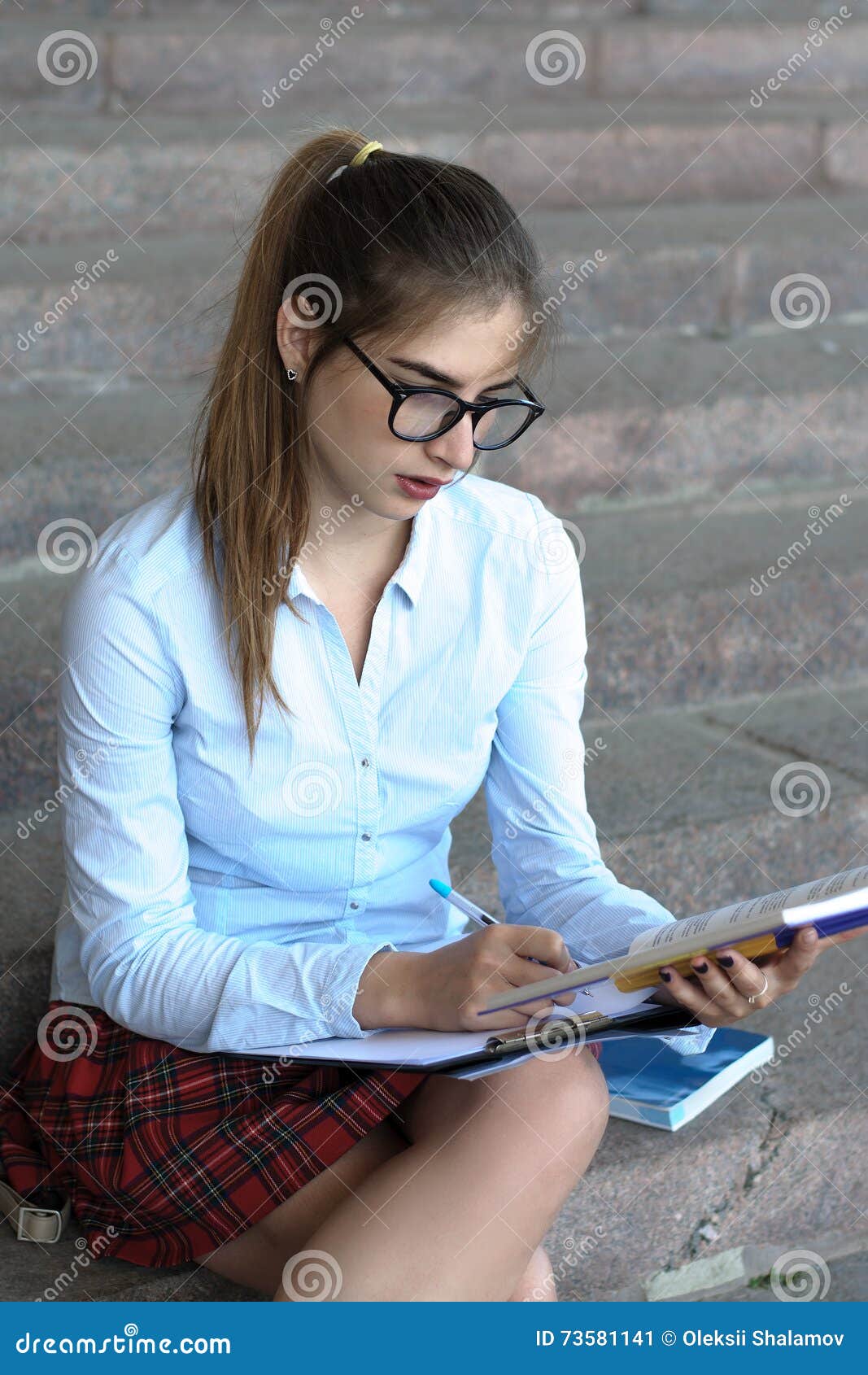 Girl Student with Books in Her Hand Stock Image - Image of student ...
