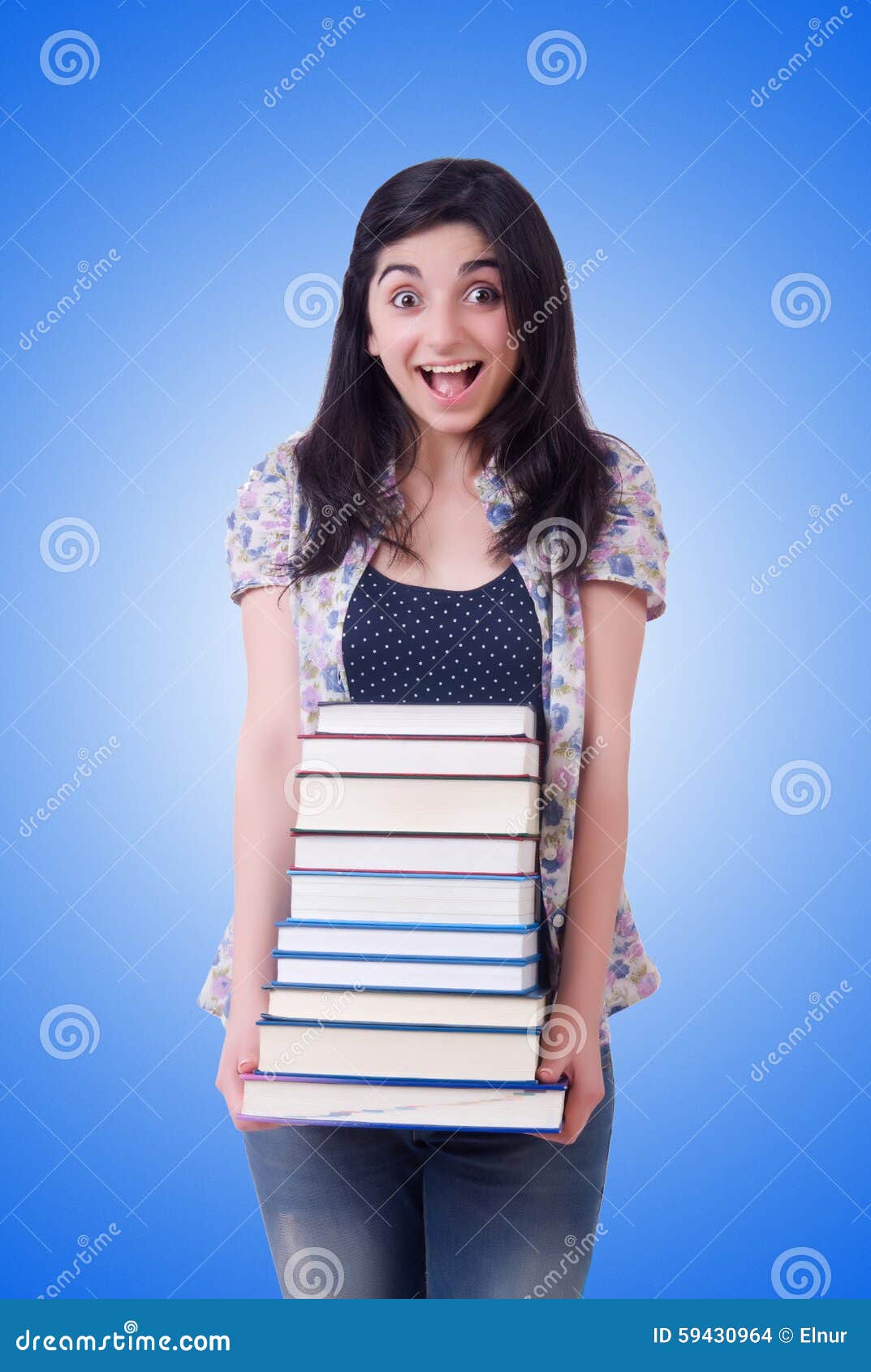 Girl Student with Books on White Stock Photo - Image of attractive ...
