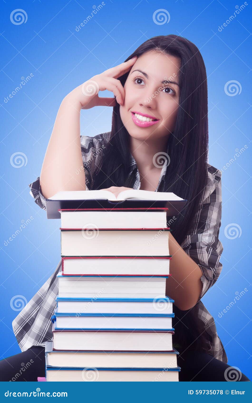Girl Student with Books on White Stock Photo - Image of cheerful, book ...