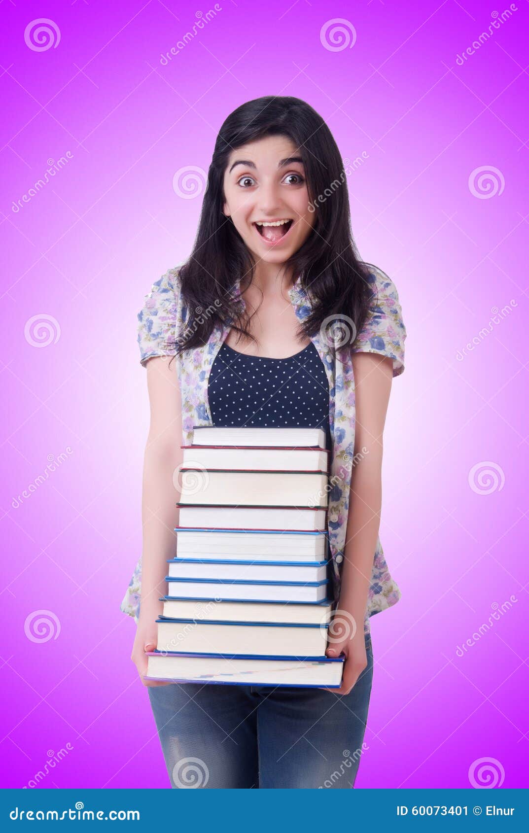 Girl Student with Books on White Stock Image - Image of class, group ...