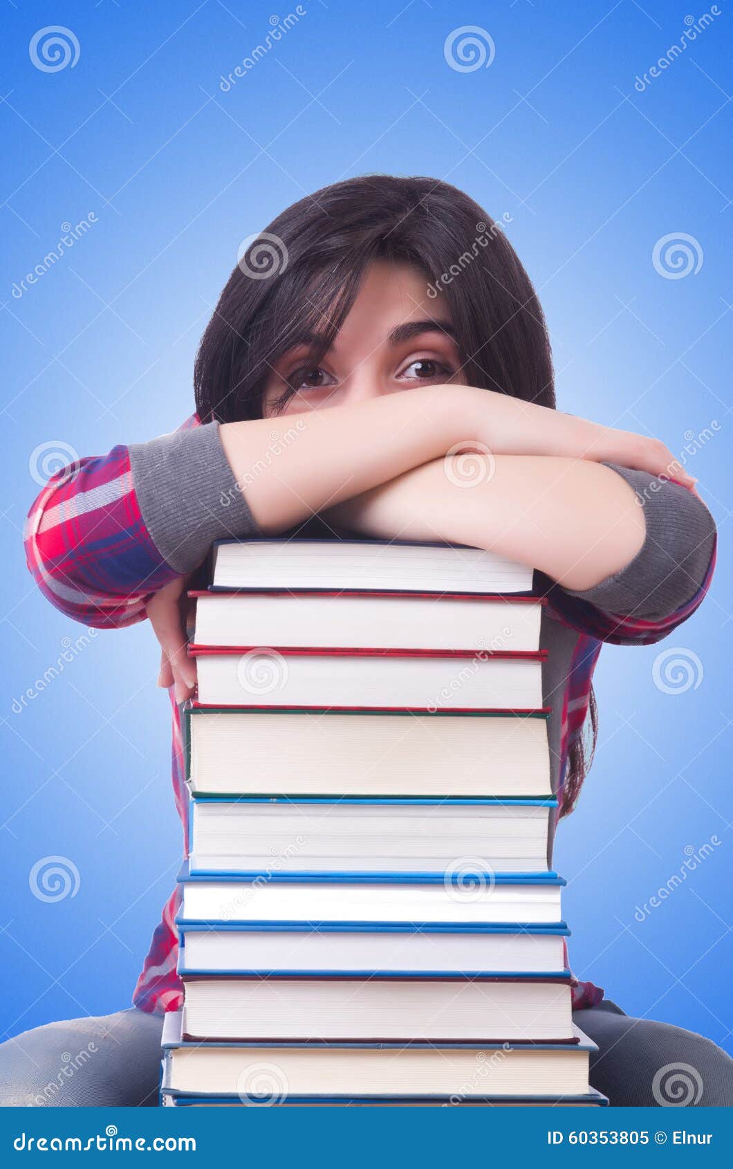 Girl Student with Books on White Stock Image - Image of indoors ...