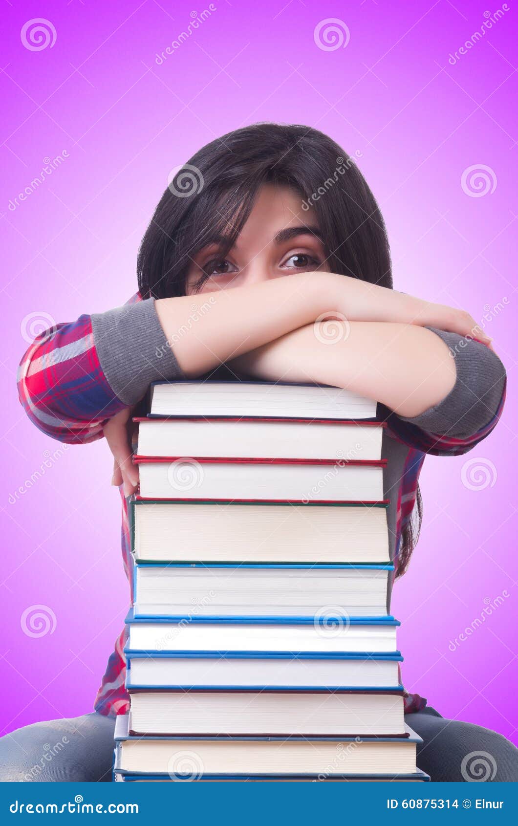 The Girl Student with Books on White Stock Photo - Image of lesson ...