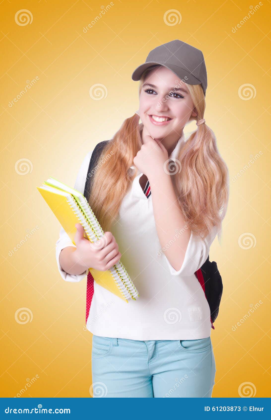 The Girl Student with Books on White Stock Image - Image of homework ...