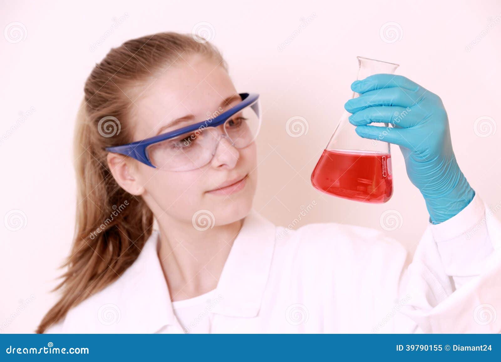 Girl Student with Conducting Test Beaker Stock Image - Image of ...