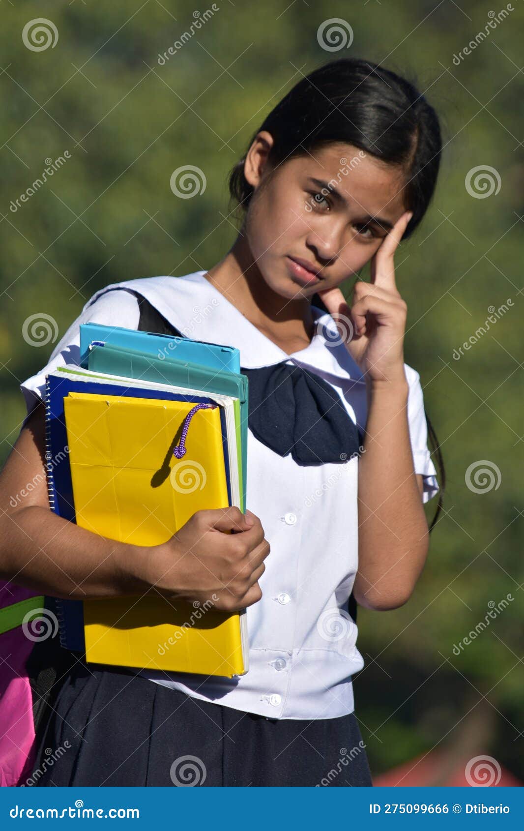 Girl Student Decision Making Wearing School Uniform Stock Photo - Image ...