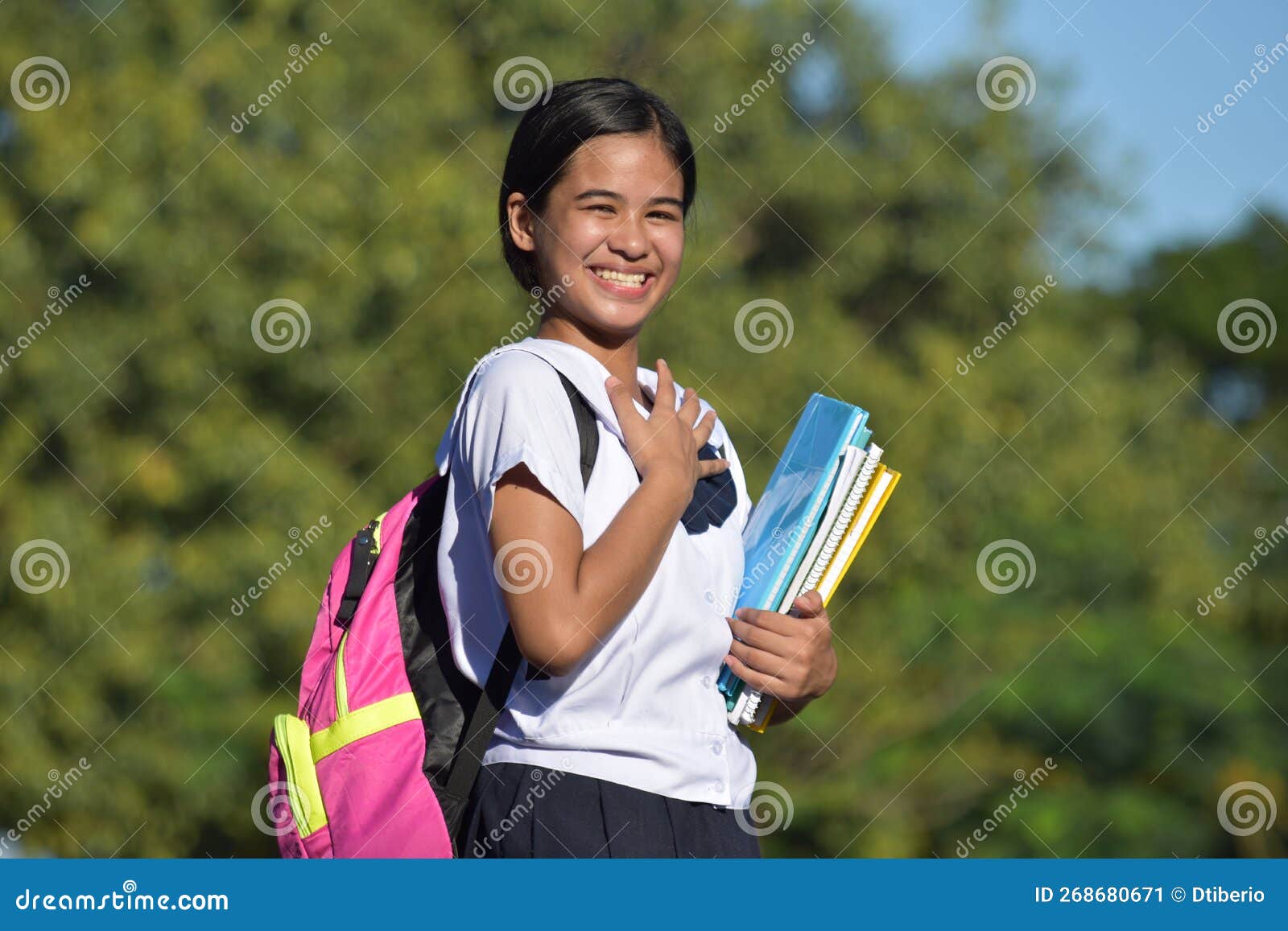 A Girl Student and Happiness Stock Image - Image of juvenile, pupils ...