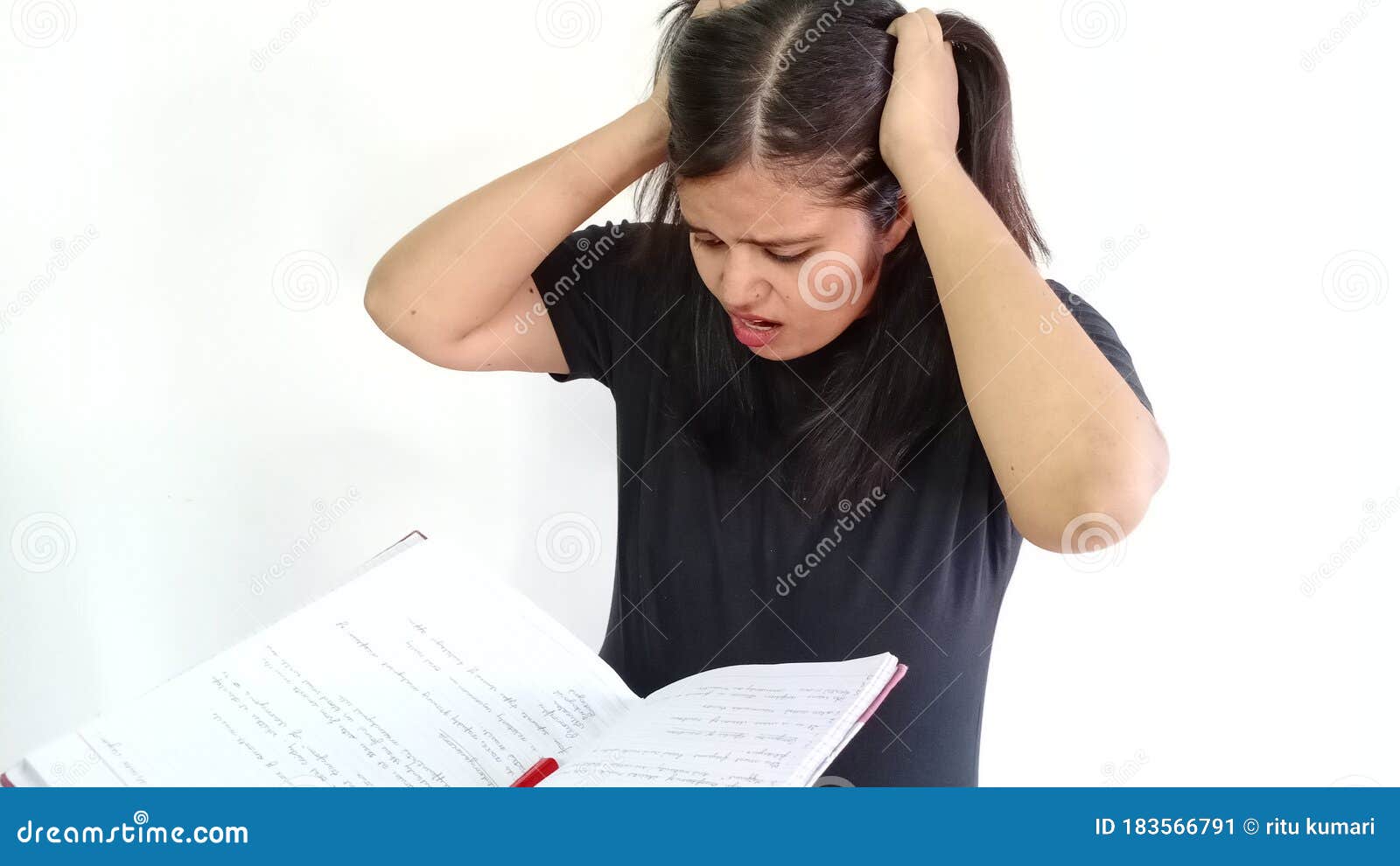 Girl Student Irritated because of Studies Stock Image - Image of ...