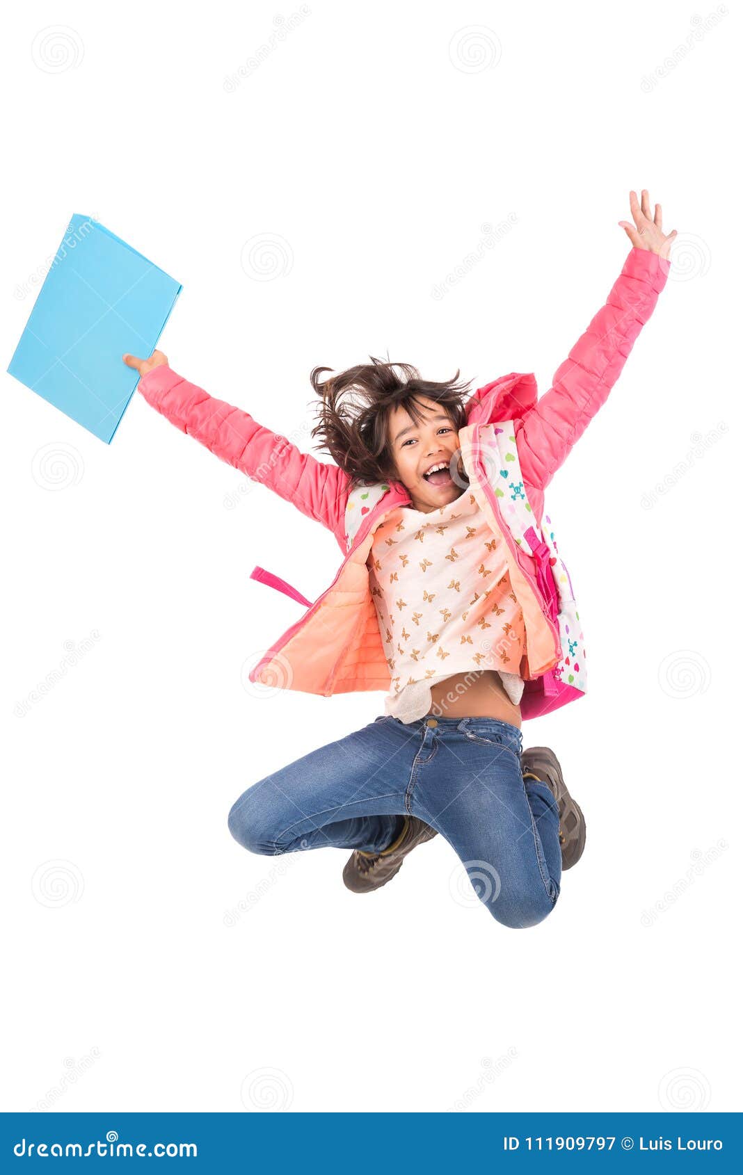 Girl student jumping stock image. Image of female, cheerful - 111909797