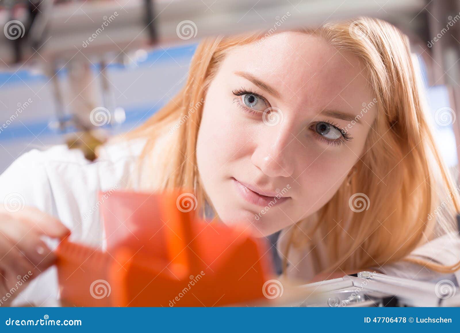 Girl Student Makes the Item on 3D Printer Stock Photo - Image of item ...