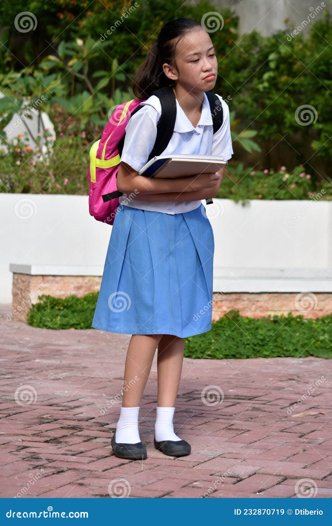 A Girl Student Poor Health Standing Stock Image - Image of poverty ...