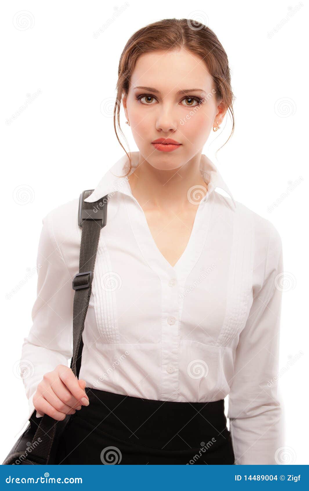 Girl-student with Portfolio Stock Photo - Image of formation, elegance ...