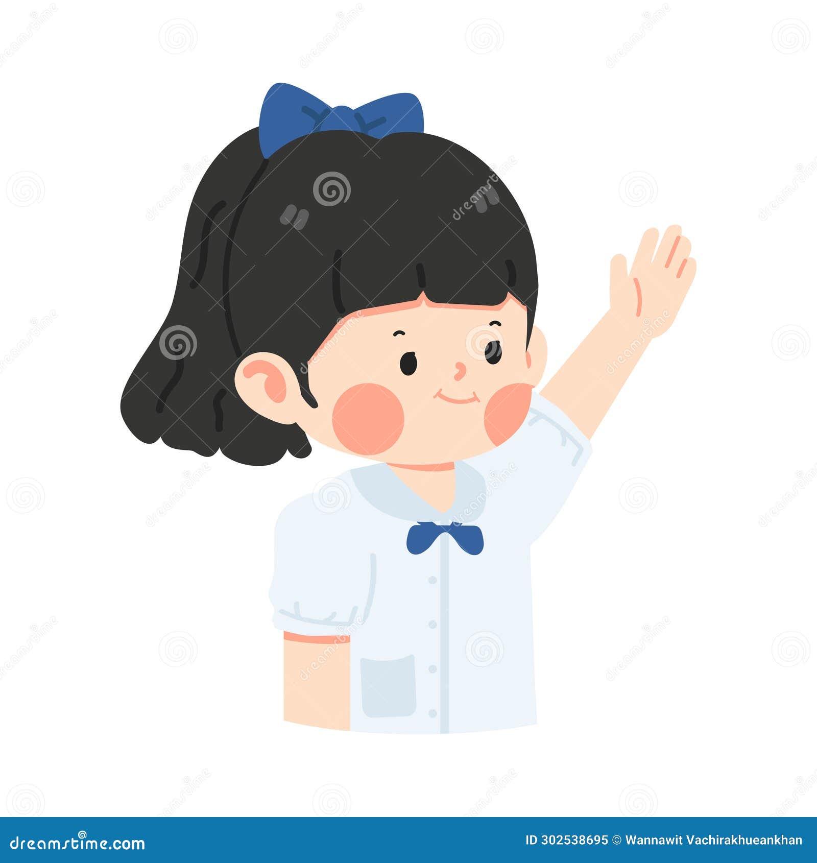 Girl Student Raising Hand Cartoon Stock Vector - Illustration of funny ...