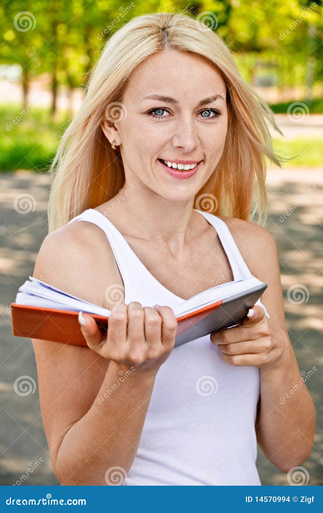 Girl-student Reads Textbook Stock Photo - Image of face, background ...