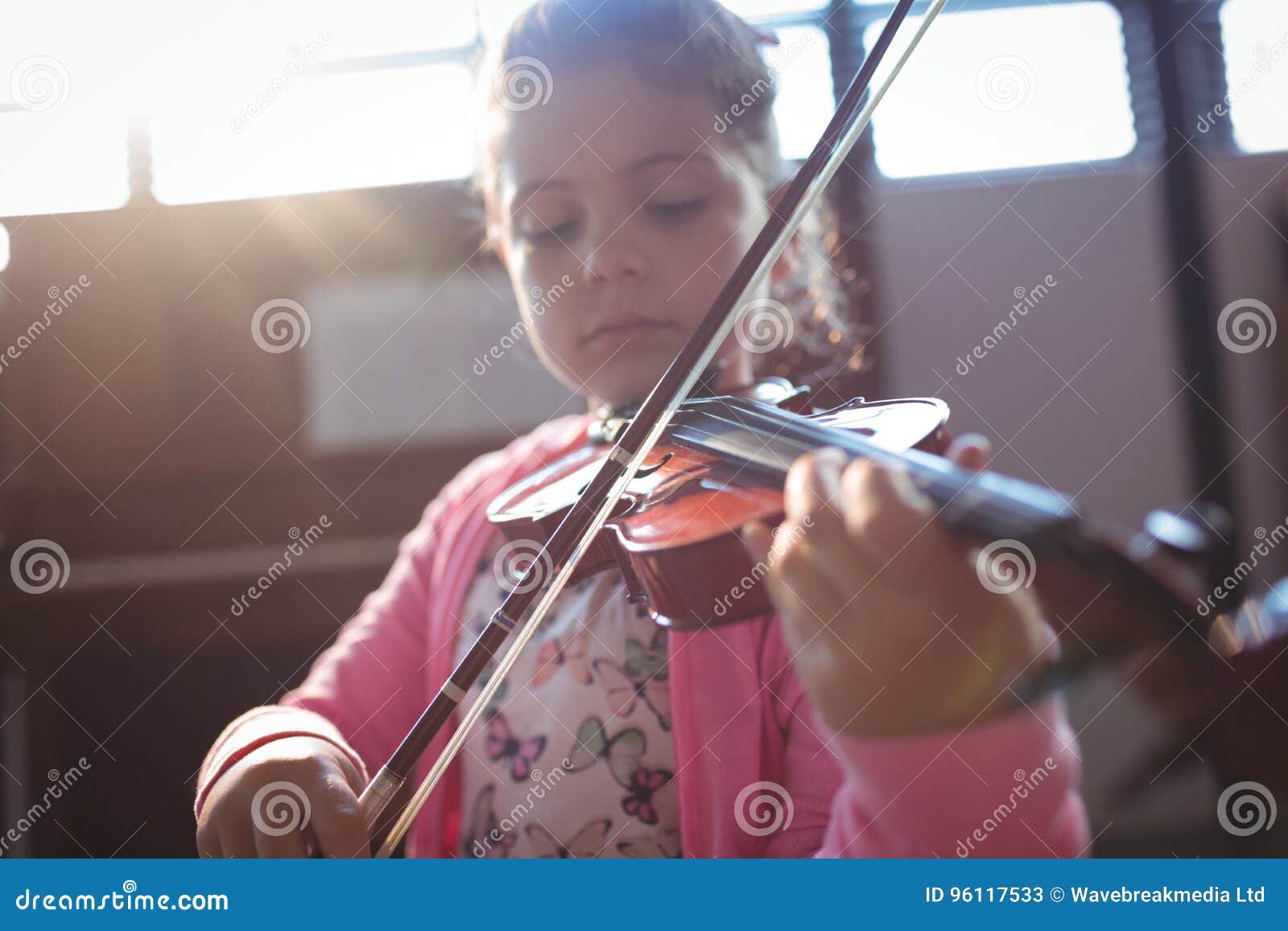 Girl Student Rehearsing Violin Stock Image - Image of culture, pink ...