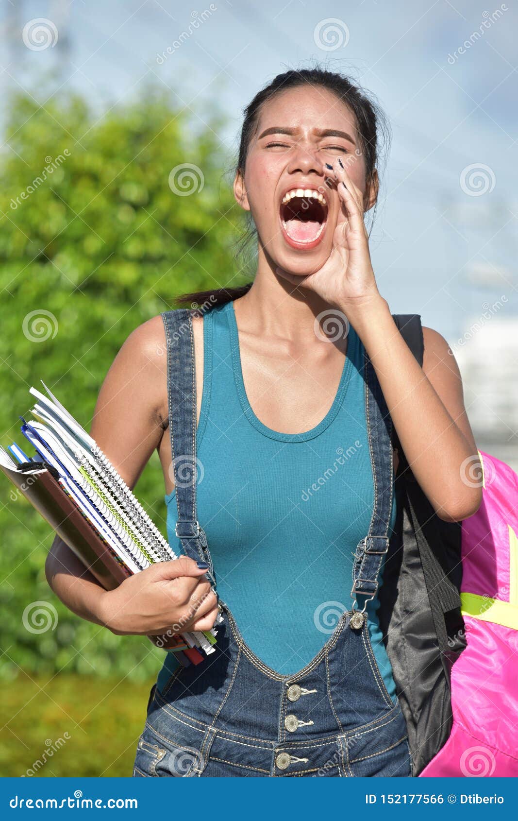 A Girl Student Shouting stock photo. Image of young - 152177566