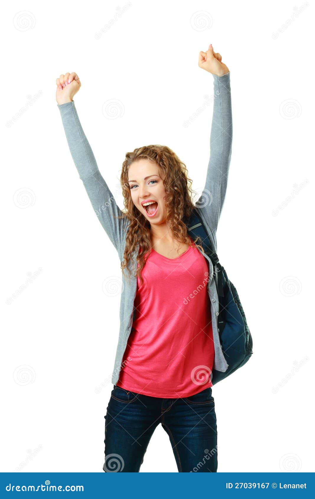 Girl Student Showing Success Stock Image - Image of caucasian, joyful ...