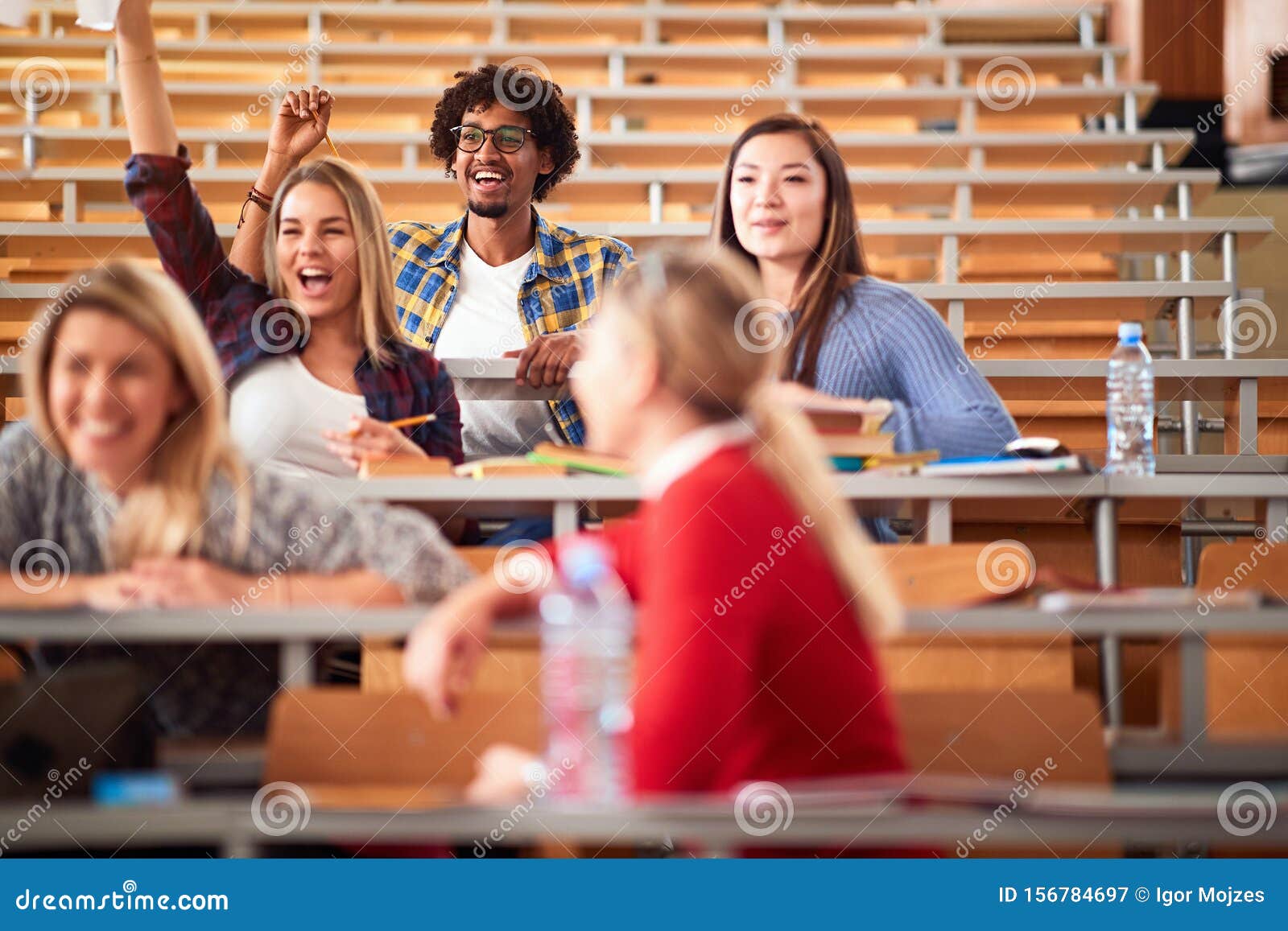Girl Student in a Successful Exam in a Classroom Stock Image - Image of ...
