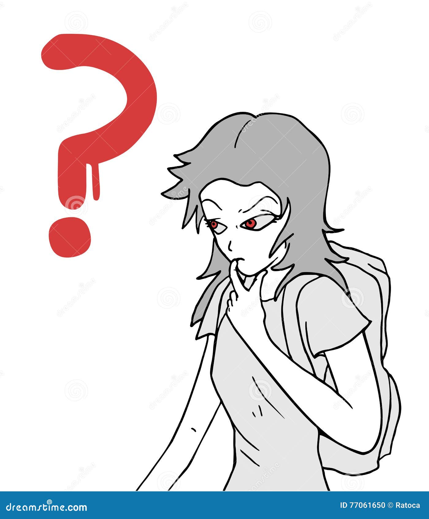 Girl student thinking stock vector. Illustration of student - 77061650