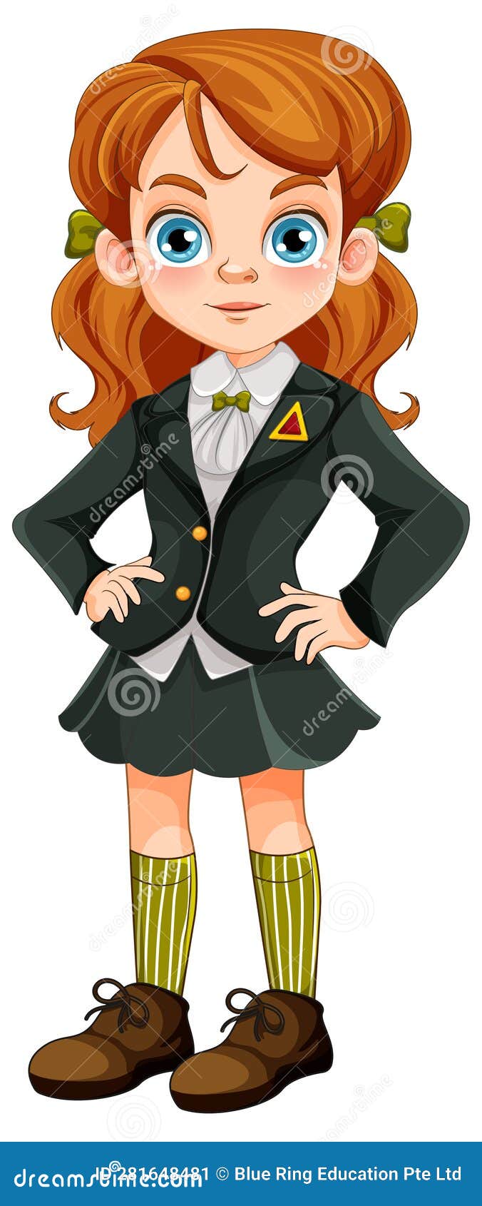 Girl in Student Uniform Cartoon Stock Vector - Illustration of private ...