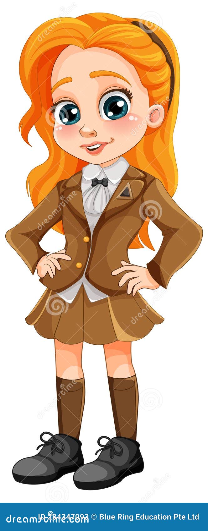 Girl in Student Uniform Cartoon Stock Vector - Illustration of cute ...