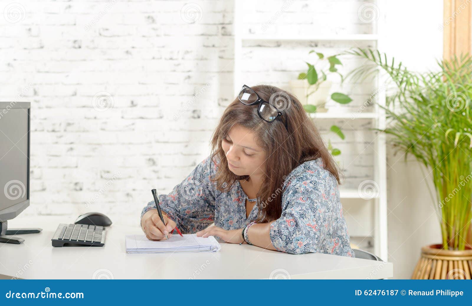 Girl Student Working on His Homework Stock Image - Image of school ...