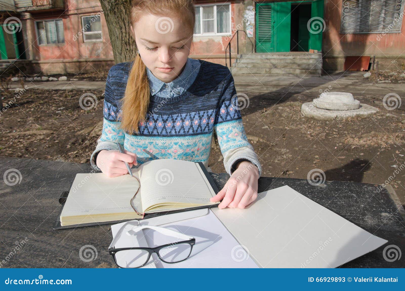 Girl student writing work stock image. Image of empty - 66929893