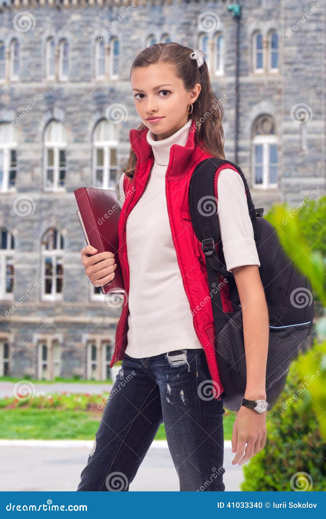 Girl student stock photo. Image of outdoor, book, person - 41033340