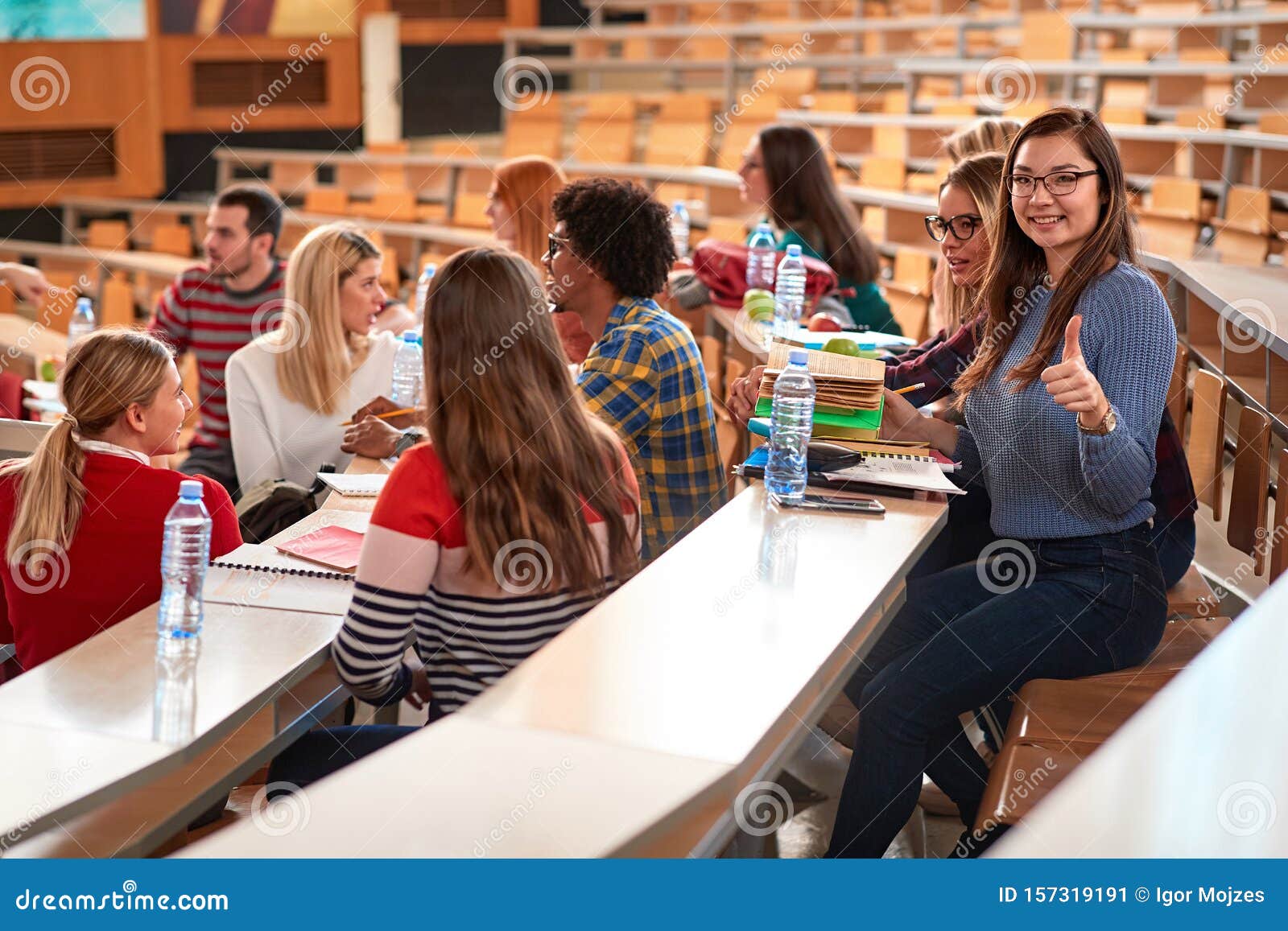 Girl Students at Class of University Stock Image - Image of brainstorm ...