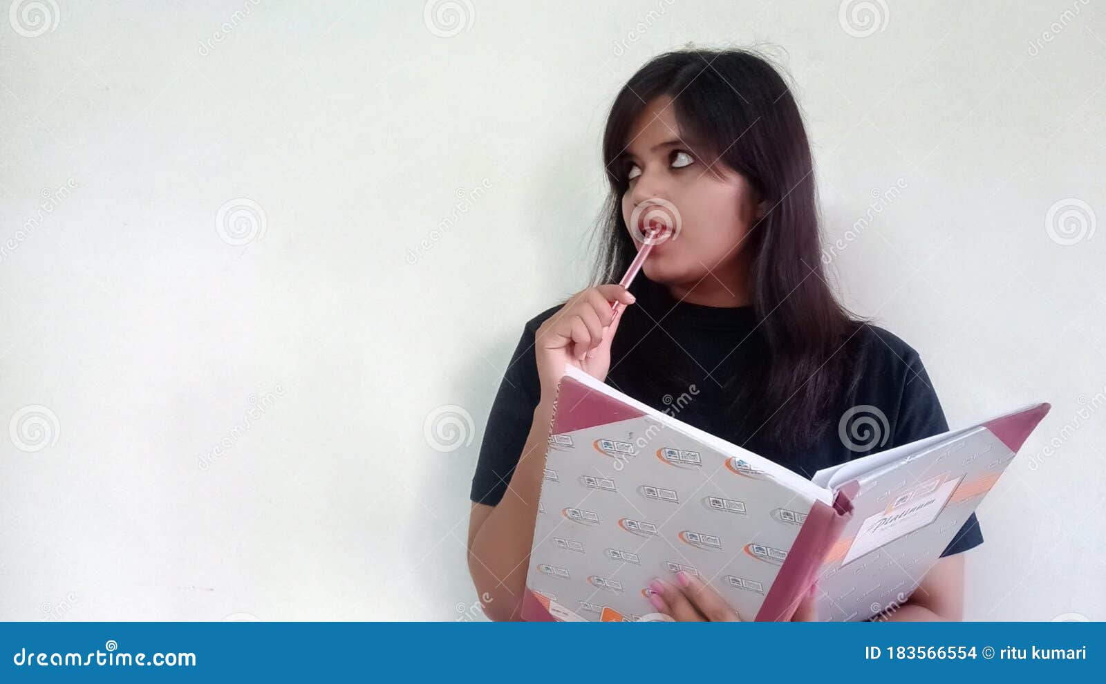 A Girl Students Looking Confused because of Studies Stock Photo - Image ...