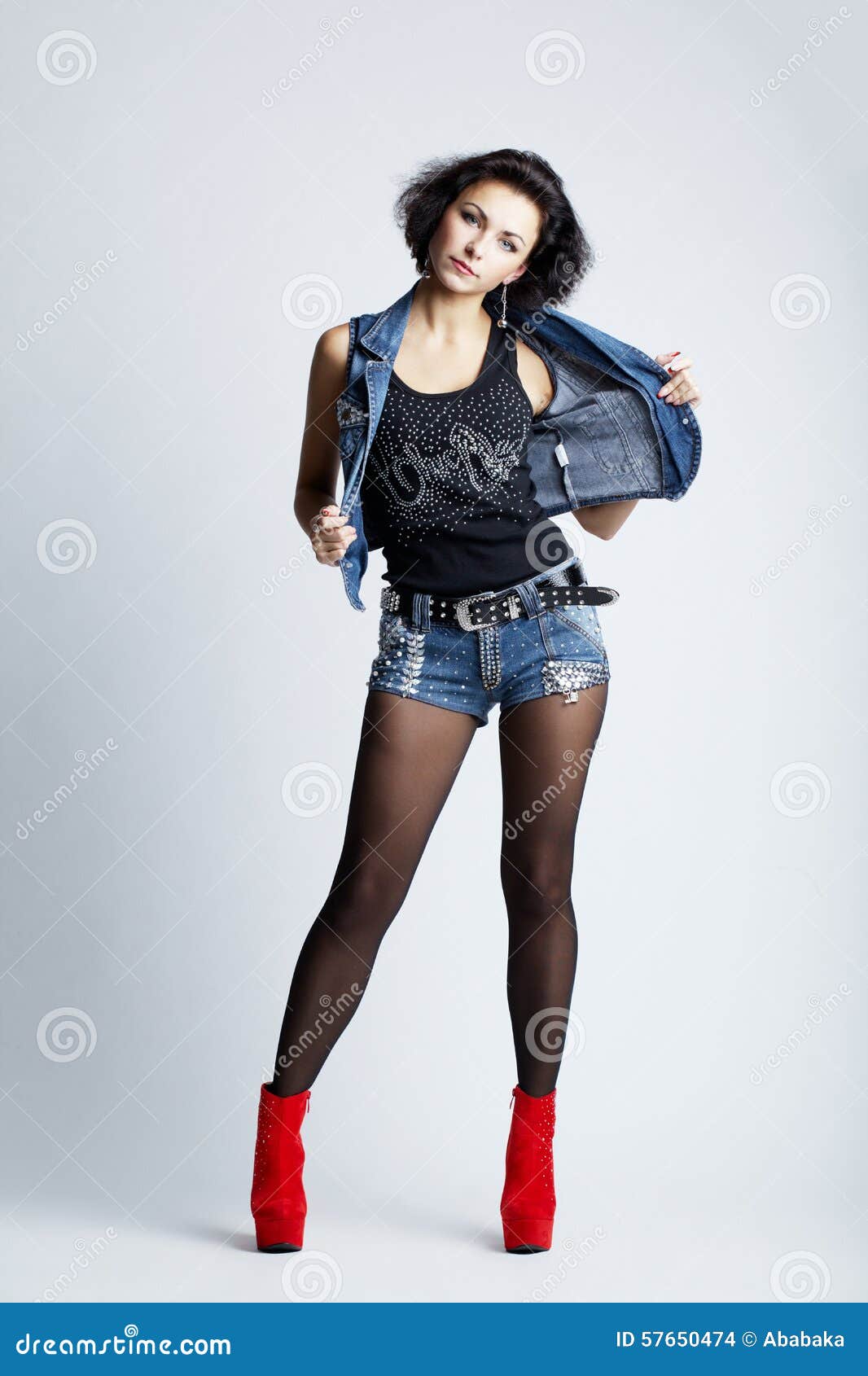 Girl Studio Portrait on Bright Background Stock Photo - Image of ...