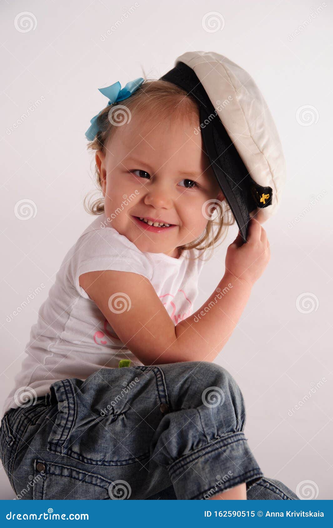 Girl in the Studio in a Sea Cap Stock Image - Image of enjoy ...