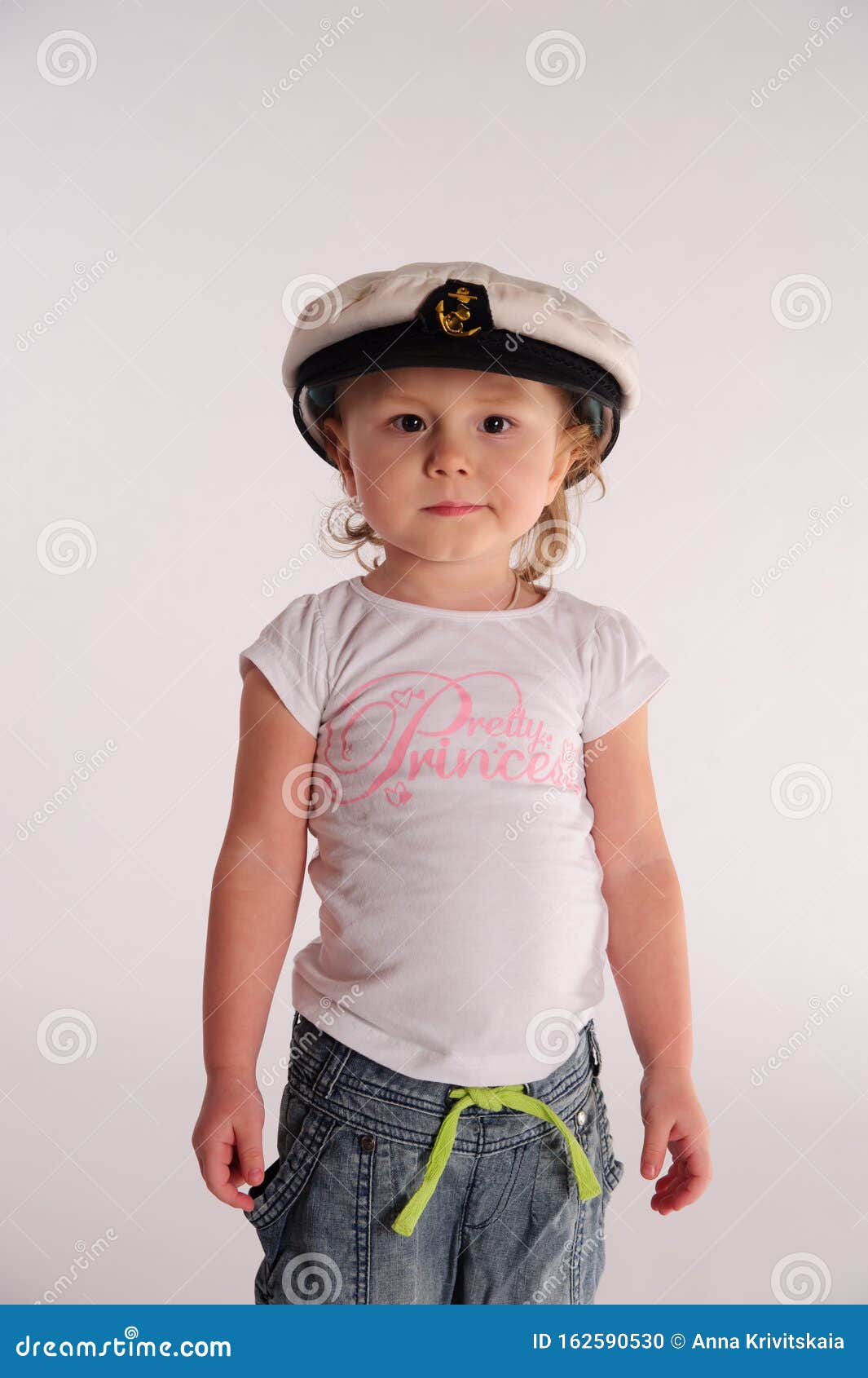 Girl in the Studio in a Sea Cap Stock Photo - Image of lovely, people ...